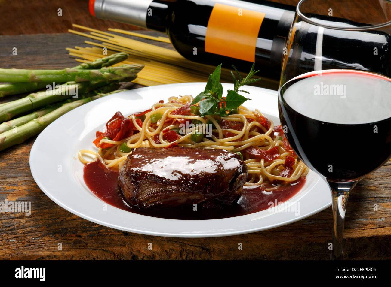 Filet mignon red wine sauce Stock Photo - Alamy