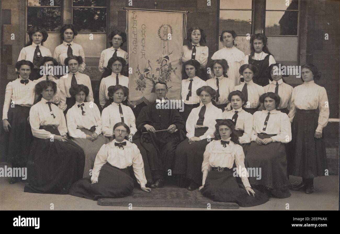 Vintage Early 20th Century Photographic Postcard Showing a Ladies Choir ...