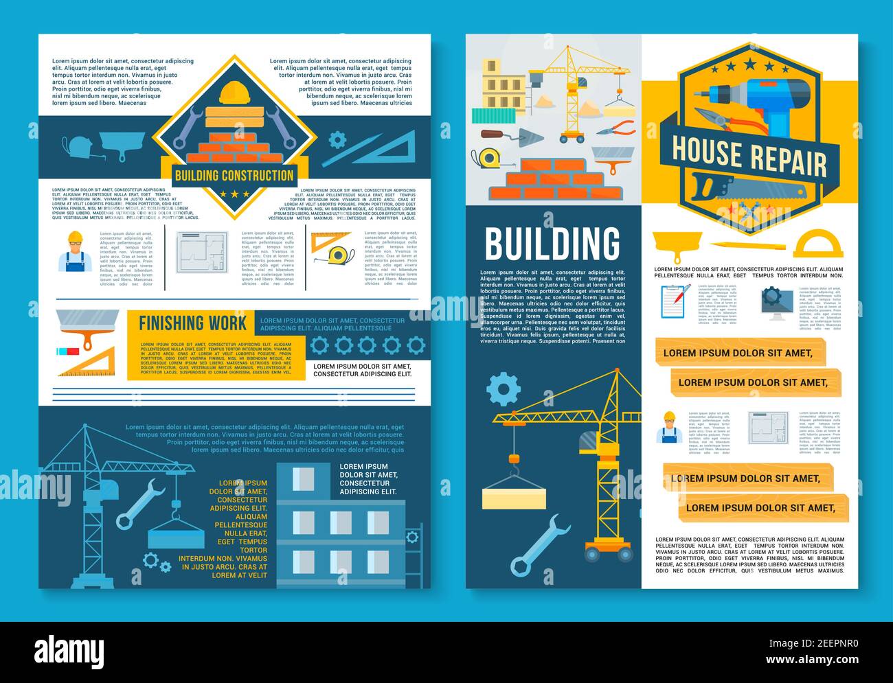 Building construction, finishing work and home repair poster template ...