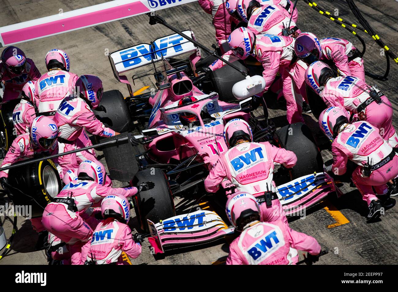 11 PEREZ Sergio (mex), Racing Point F1 RP20, action pitstop during the Formula 1 Rolex Grosser ...