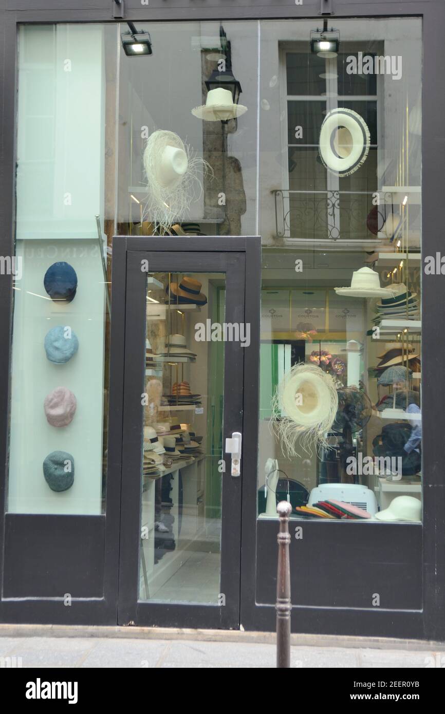 Paris, France - September 26, 2020: Window display of hats shop in ...