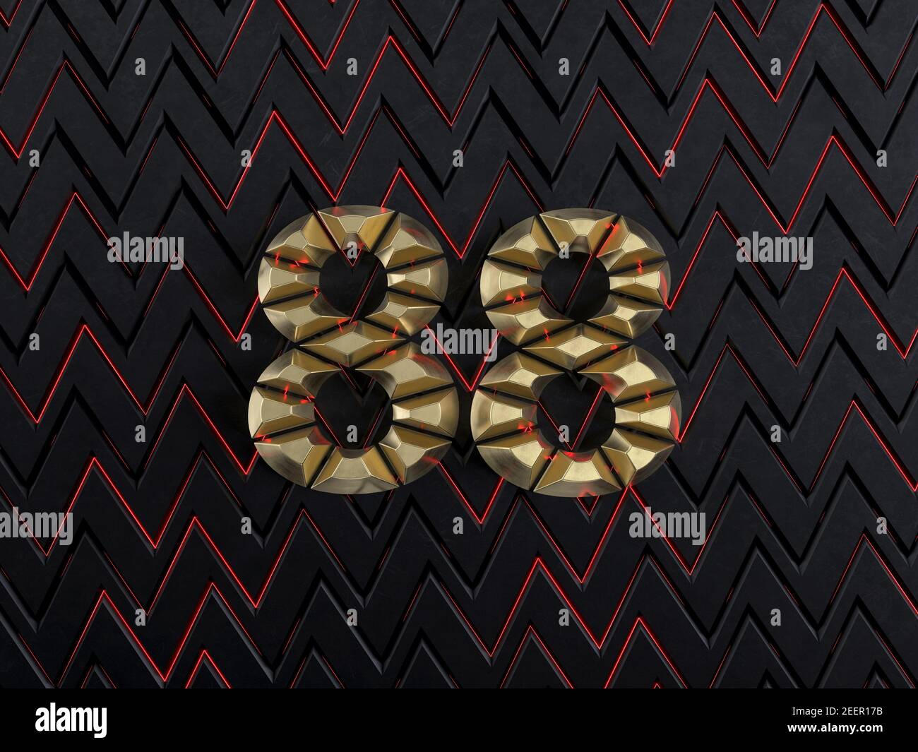 Number eighty-eight (number 88) made from gold bars on dark background ...