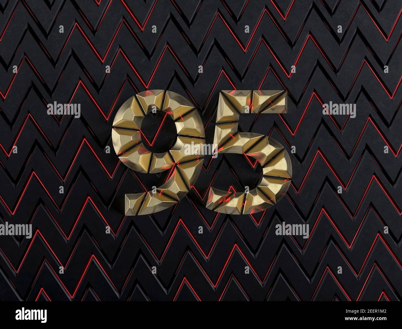 Number ninety-five (number 95) made from gold bars on dark background ...