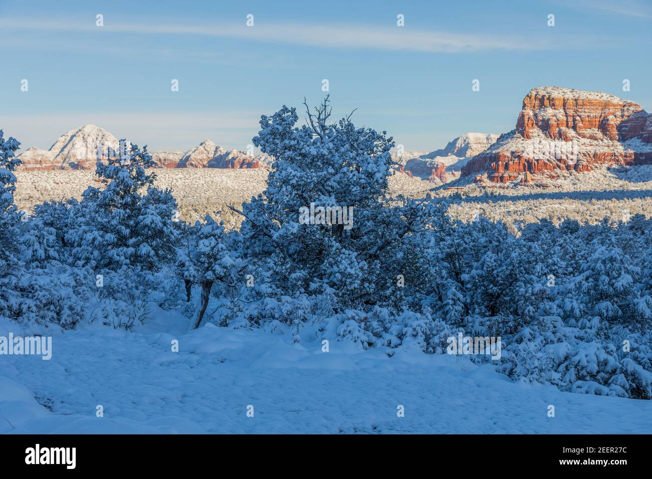 Snow Covered Landscape in the Red Rocks of Sedona Arizona in Winter ...