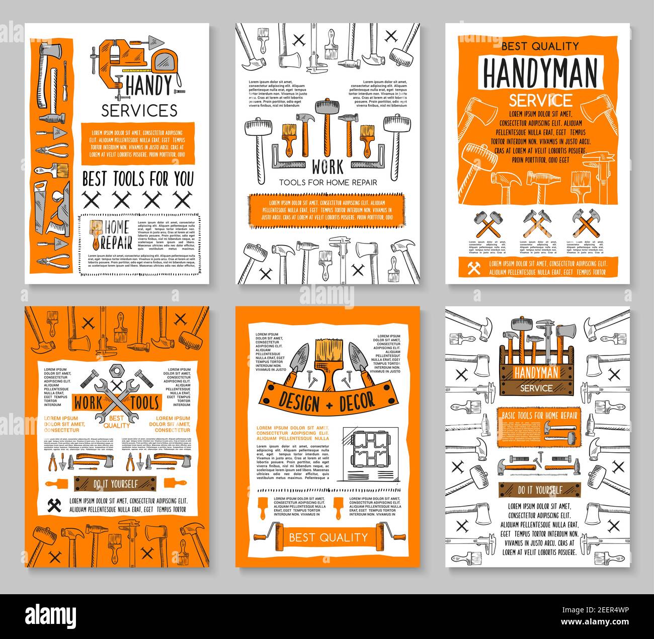 Home repair posters template of handyman work tools for house finishing ...