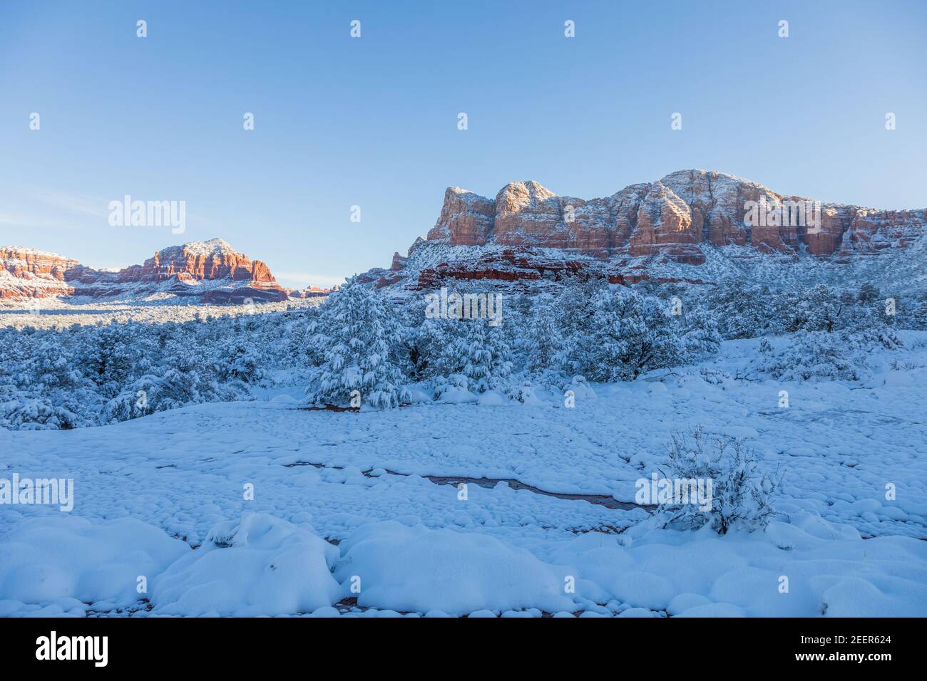 Snow Covered Landscape in the Red Rocks of Sedona Arizona in Winter ...