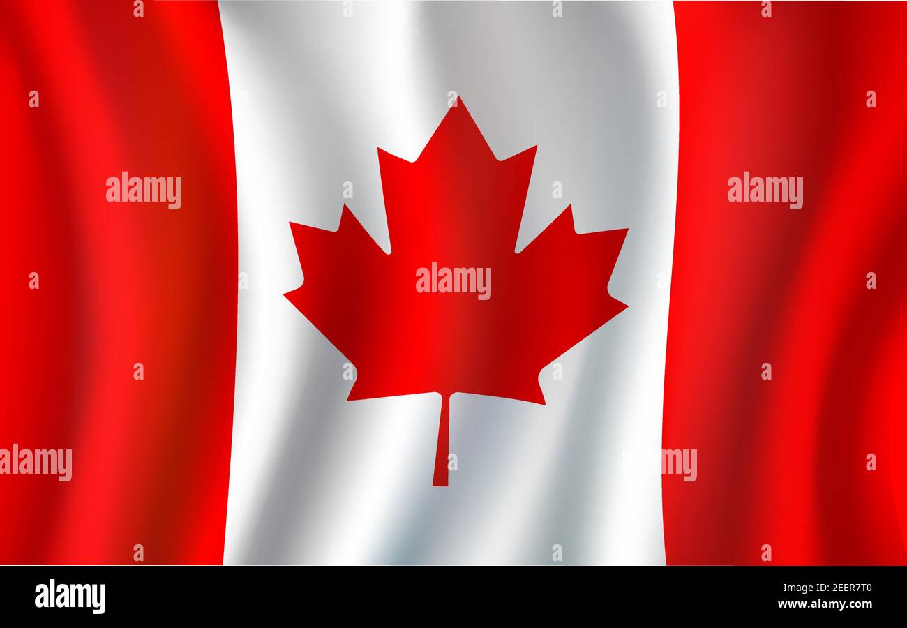 Canadian flag, 3d symbol of Canada country. Maple leaf national banner ...