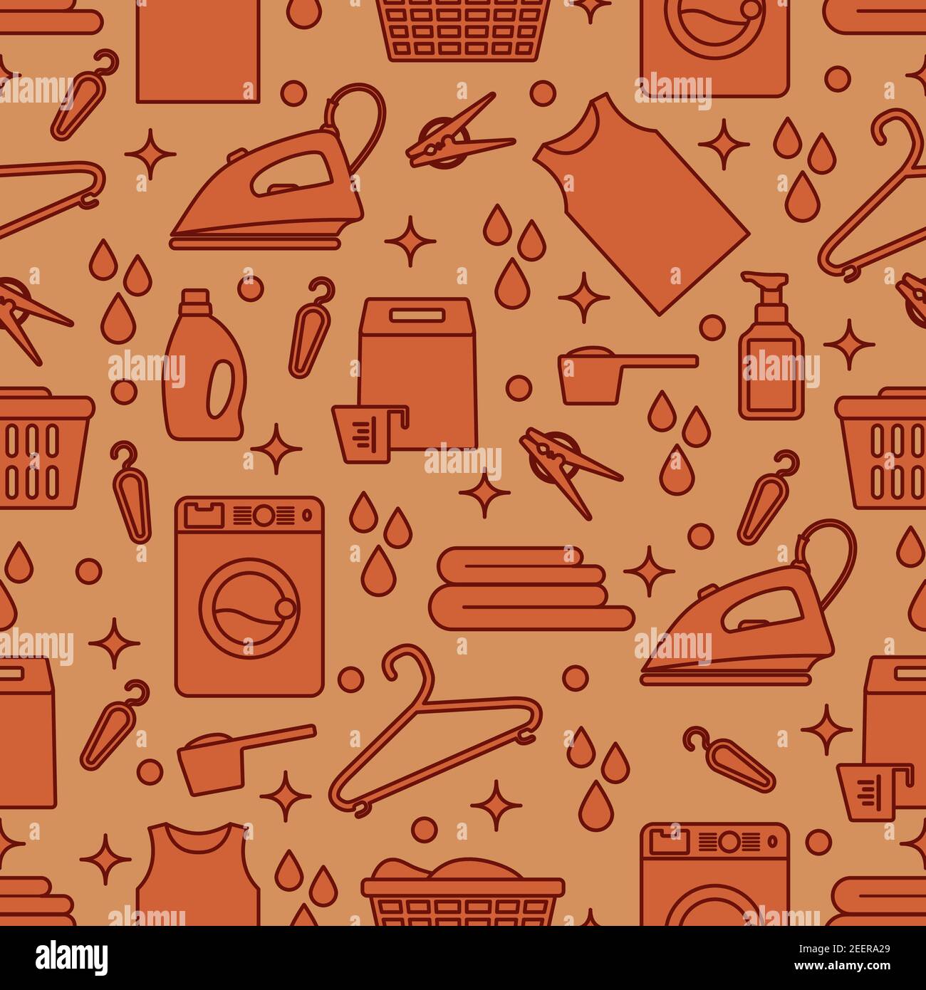 Vector Seamless pattern Illustration Laundry Cleaning service Washing ...
