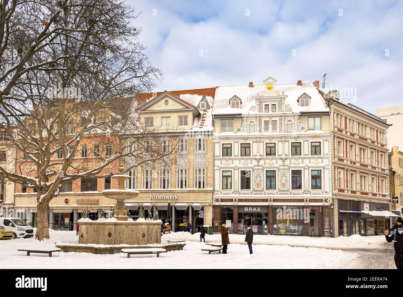 Historical buildings covered in snow after rare snow blizzard in ...