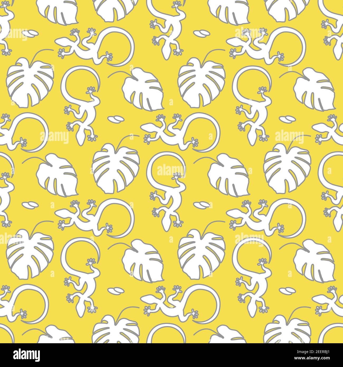 Vector Tropical seamless pattern Illustration Monstera leaves, lizard ...