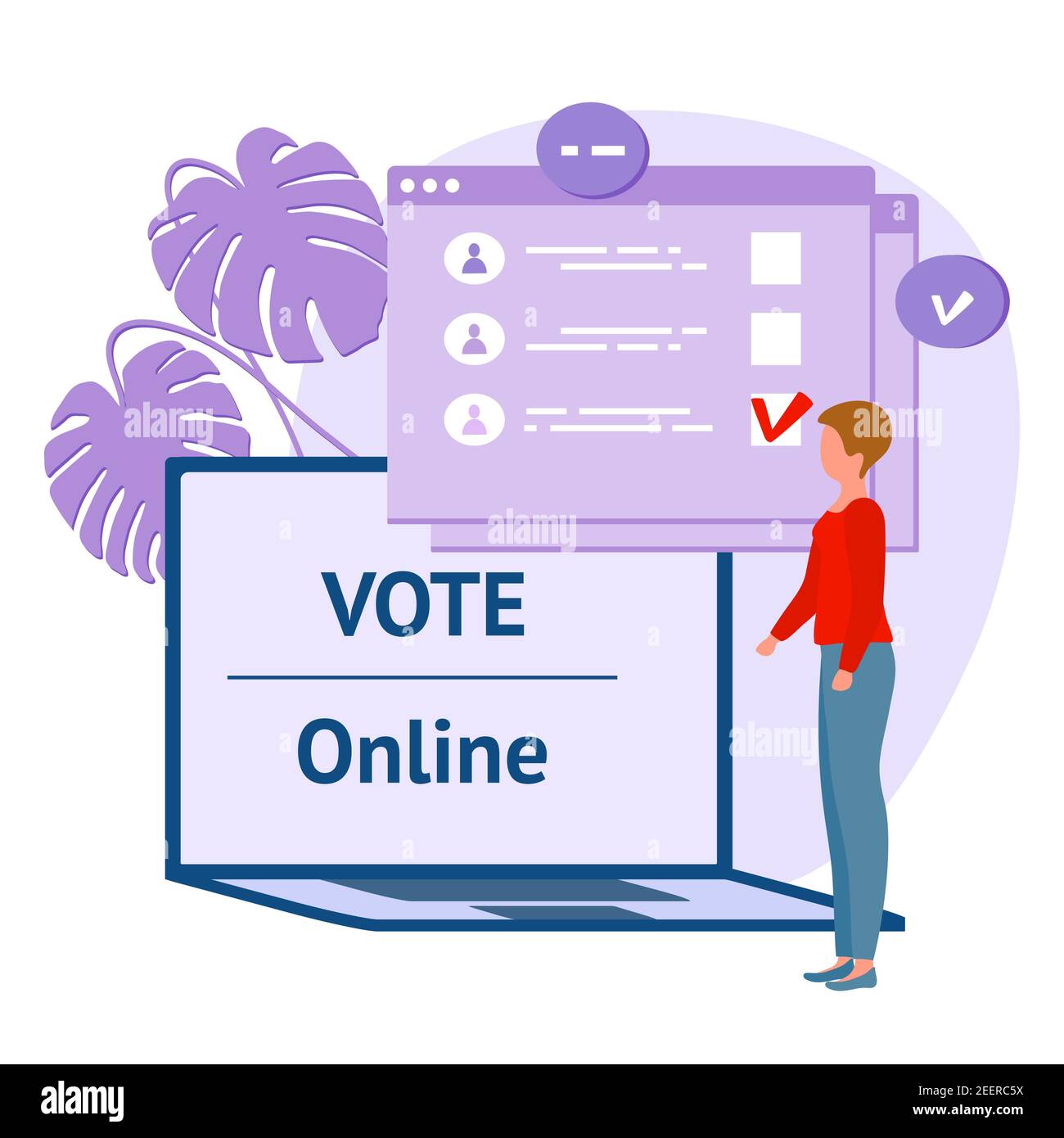 Vector illustration People vote online for candidate on laptop Election ...