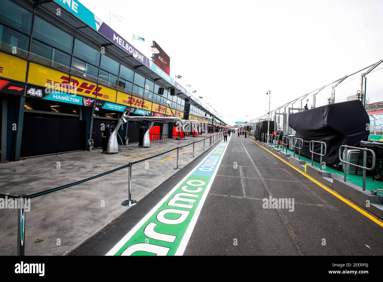 Mercedes AMG F1 GP, packing in the pitlane following the decision not ...