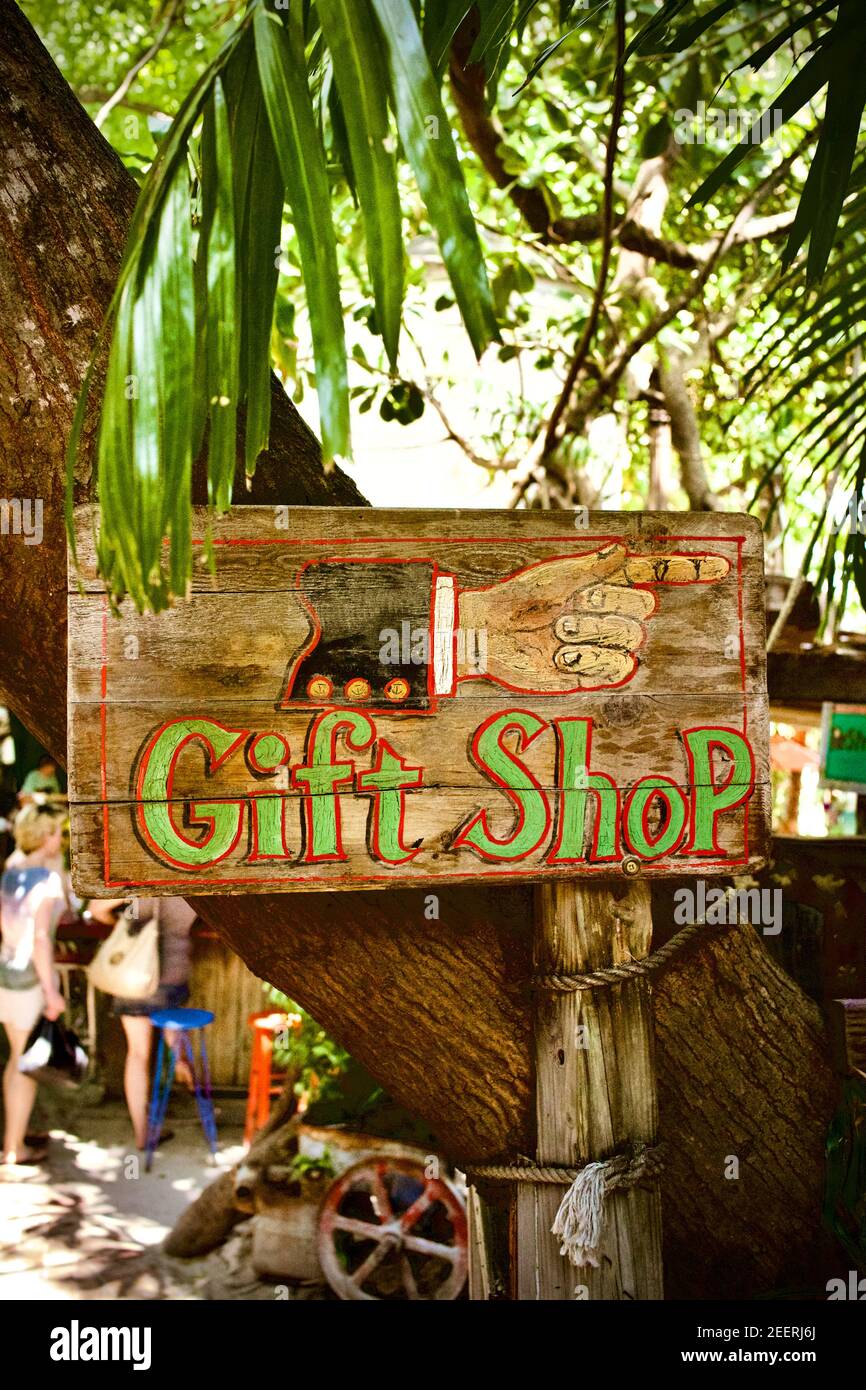 Gift Shop sign Blue Heaven Bar and Restaurant in Key West, Florida, FL ...