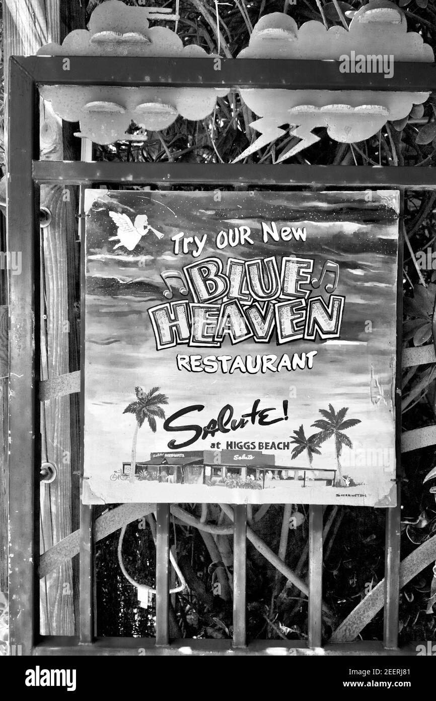 Blue heaven restaurant entrance sign fl hi-res stock photography and ...