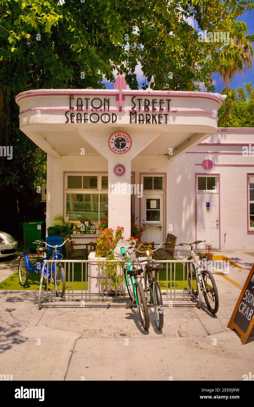 Eaton Street seafood market in Key West, Florida, FL USA. Southern most ...