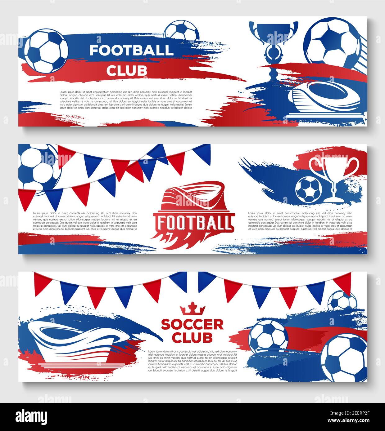 Soccer club or football sport banners. Vector design of arena or ...