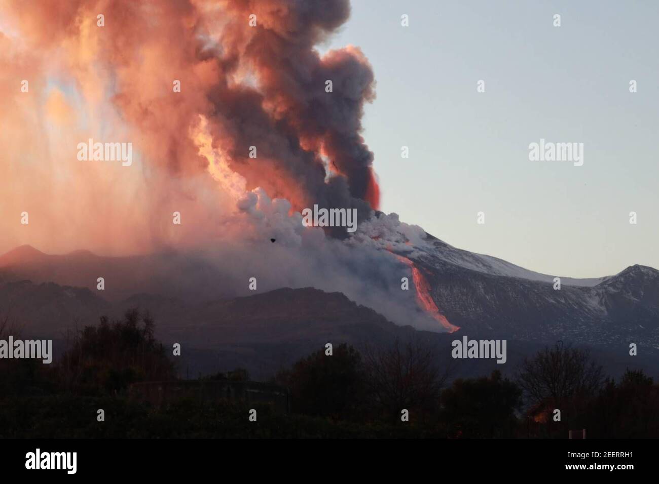 Catania, Italy. 16th Feb, 2021. Today's spectacular eruption of Etna, a ...
