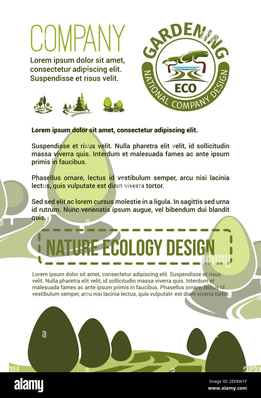 Gardening or landscaping company poster for urban horticulture and ...