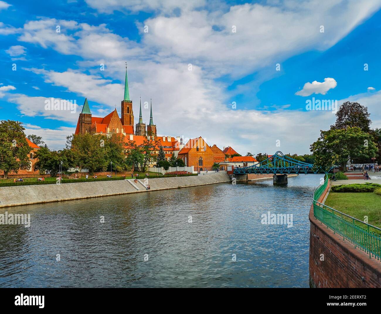 Wroclaw Odra river with cathedral square in background Stock Photo - Alamy