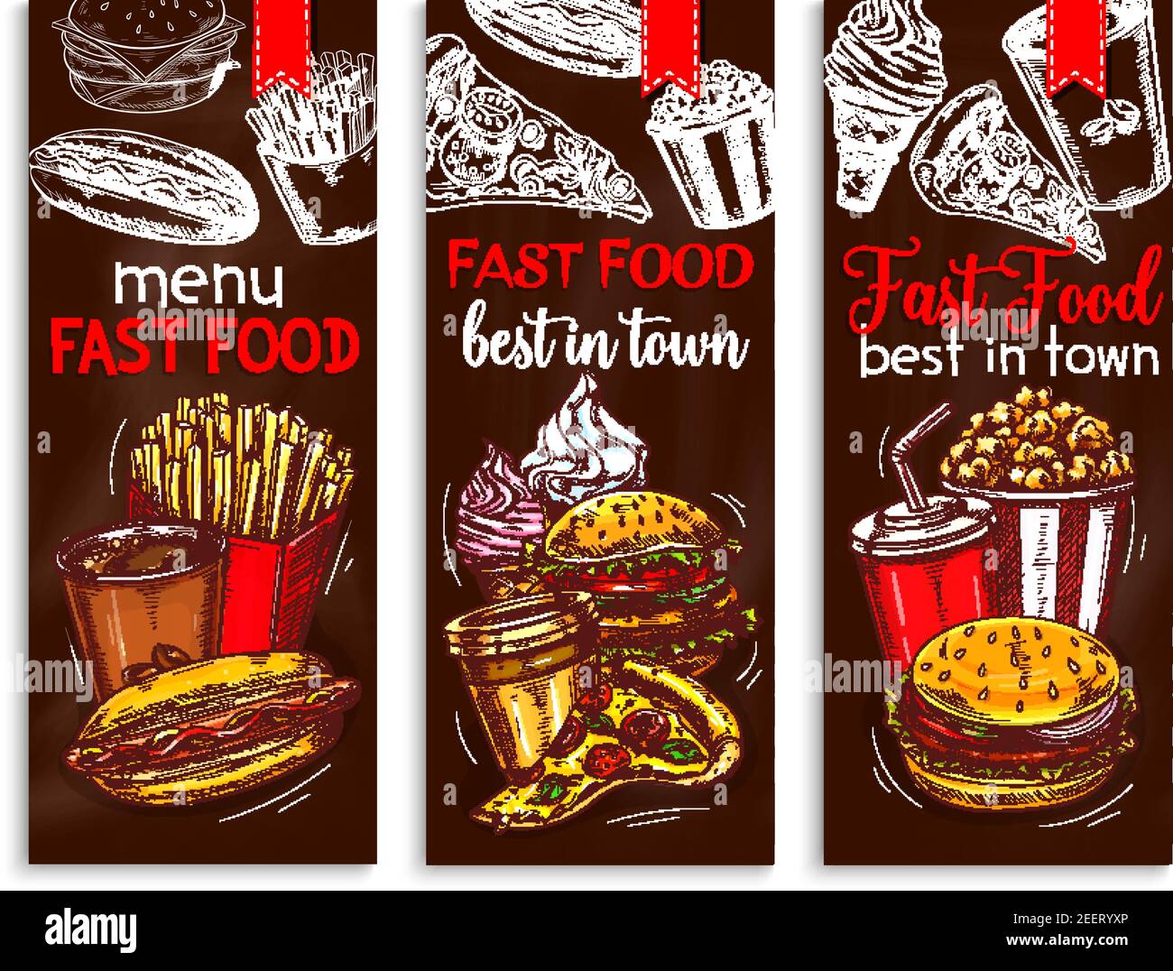 Fast food menu banners templates set for fastfood restaurant or cafe ...