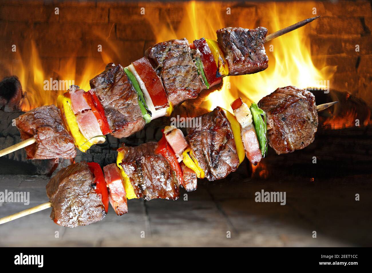 BBQ with kebab cooking Stock Photo - Alamy