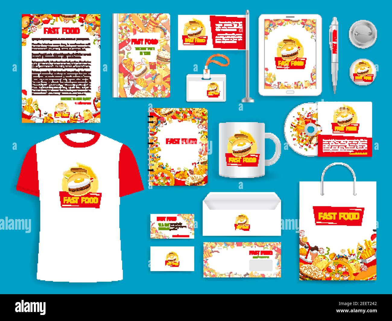 Fast food corporate identity templates of supplies for branding of ...