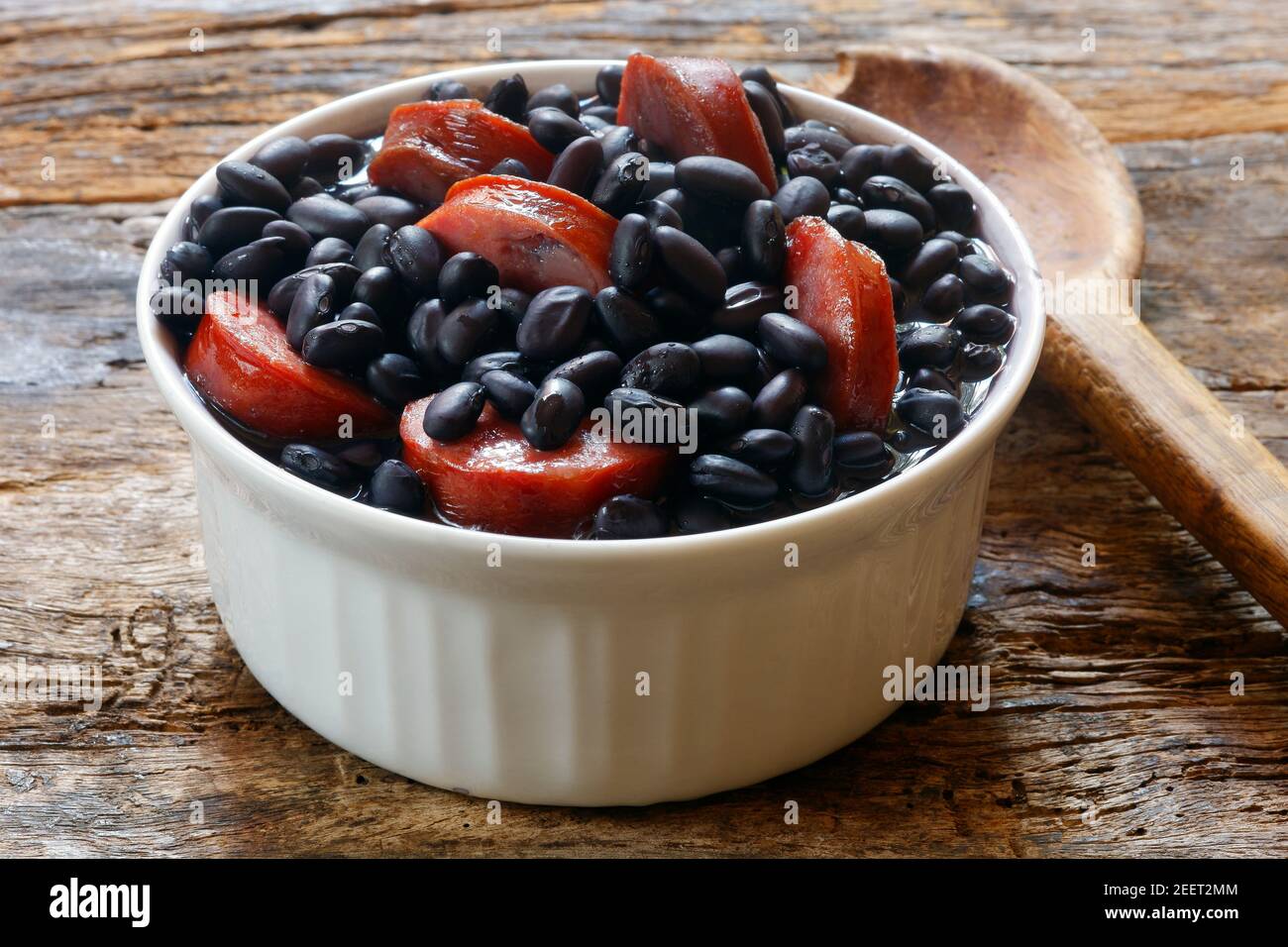 Feijoada, a stew of beans with beef and pork, which is a typical ...