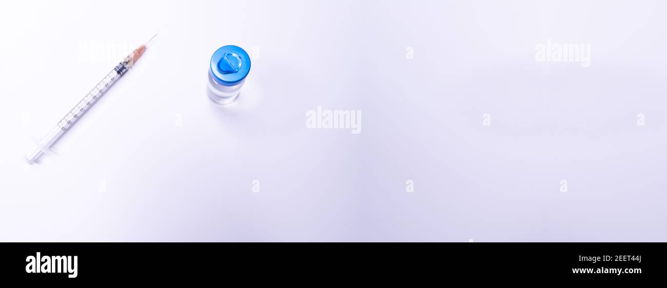 Vaccine vial dose flu shot drug needle syringe,medical concept ...