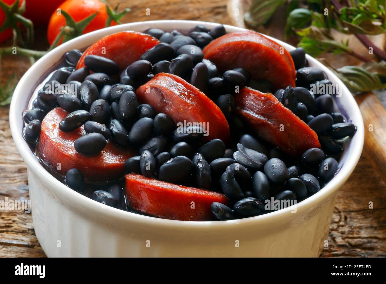 Feijoada, a stew of beans with beef and pork, which is a typical ...