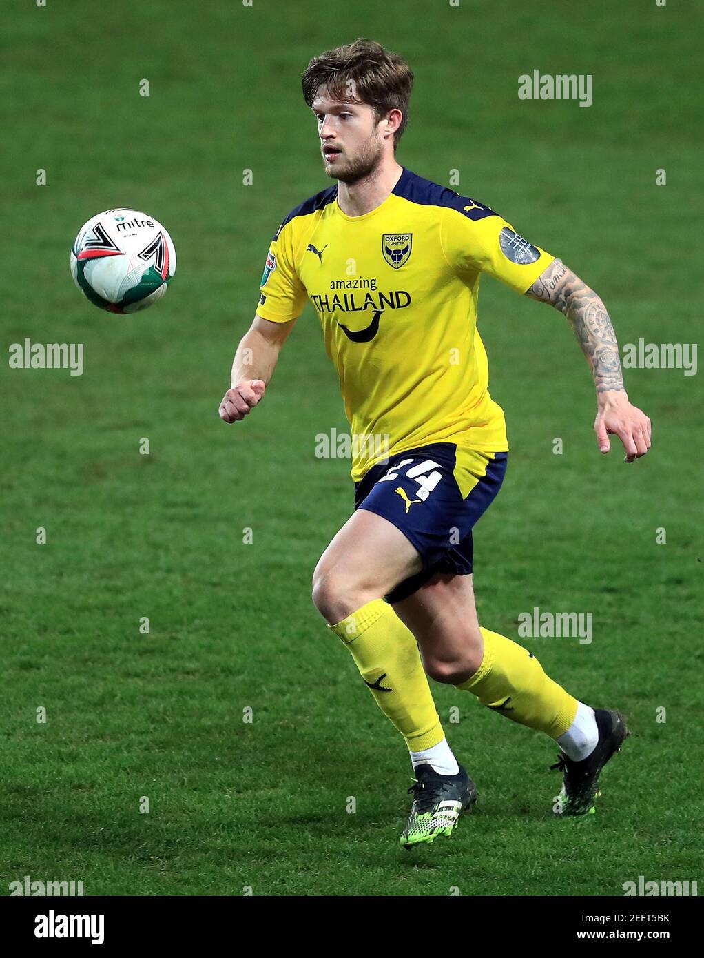 Oxford United's Joe Grayson in action during the Papa John's Trophy ...