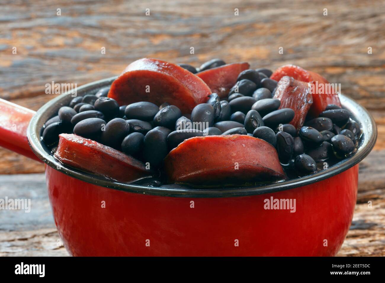 Feijoada, a stew of beans with beef and pork, which is a typical ...