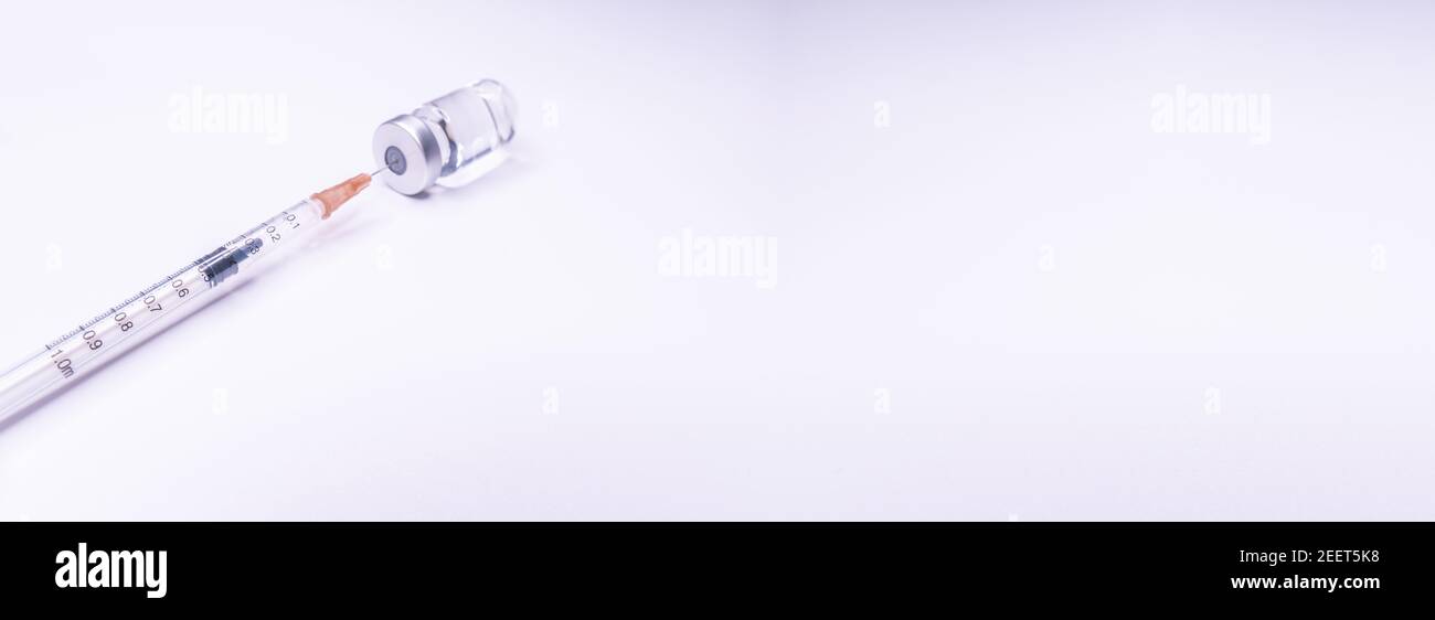 Medicine bottle for injection. Medical glass vials and syringe for ...