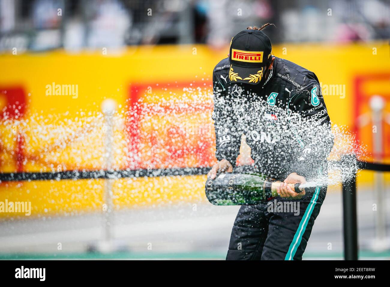 Mercedes amg f1 champagne on podium hi-res stock photography and images ...