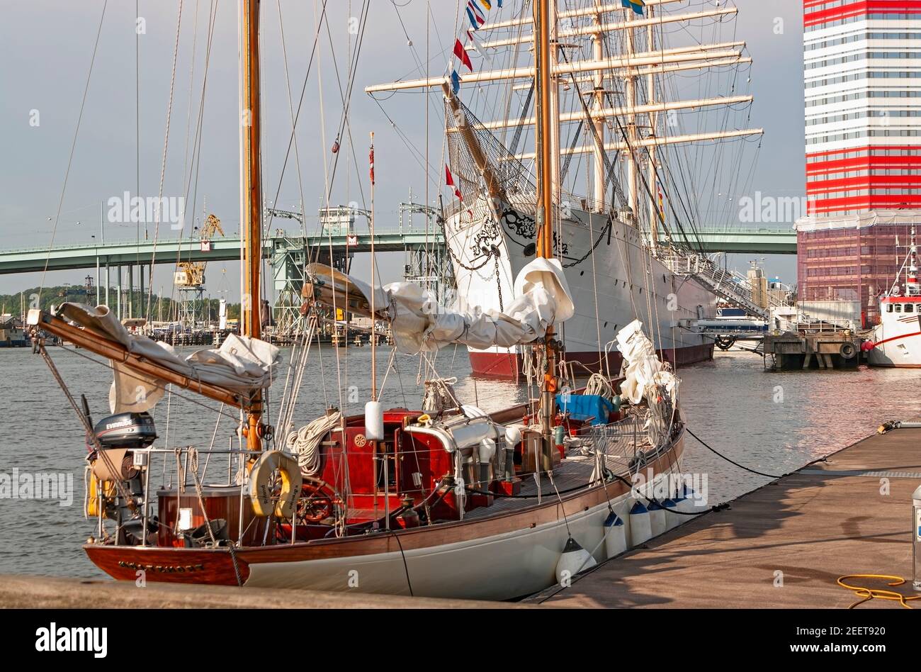 Lilla Bommen harbor with the Baku Viking ship. It was built in 1906 and ...