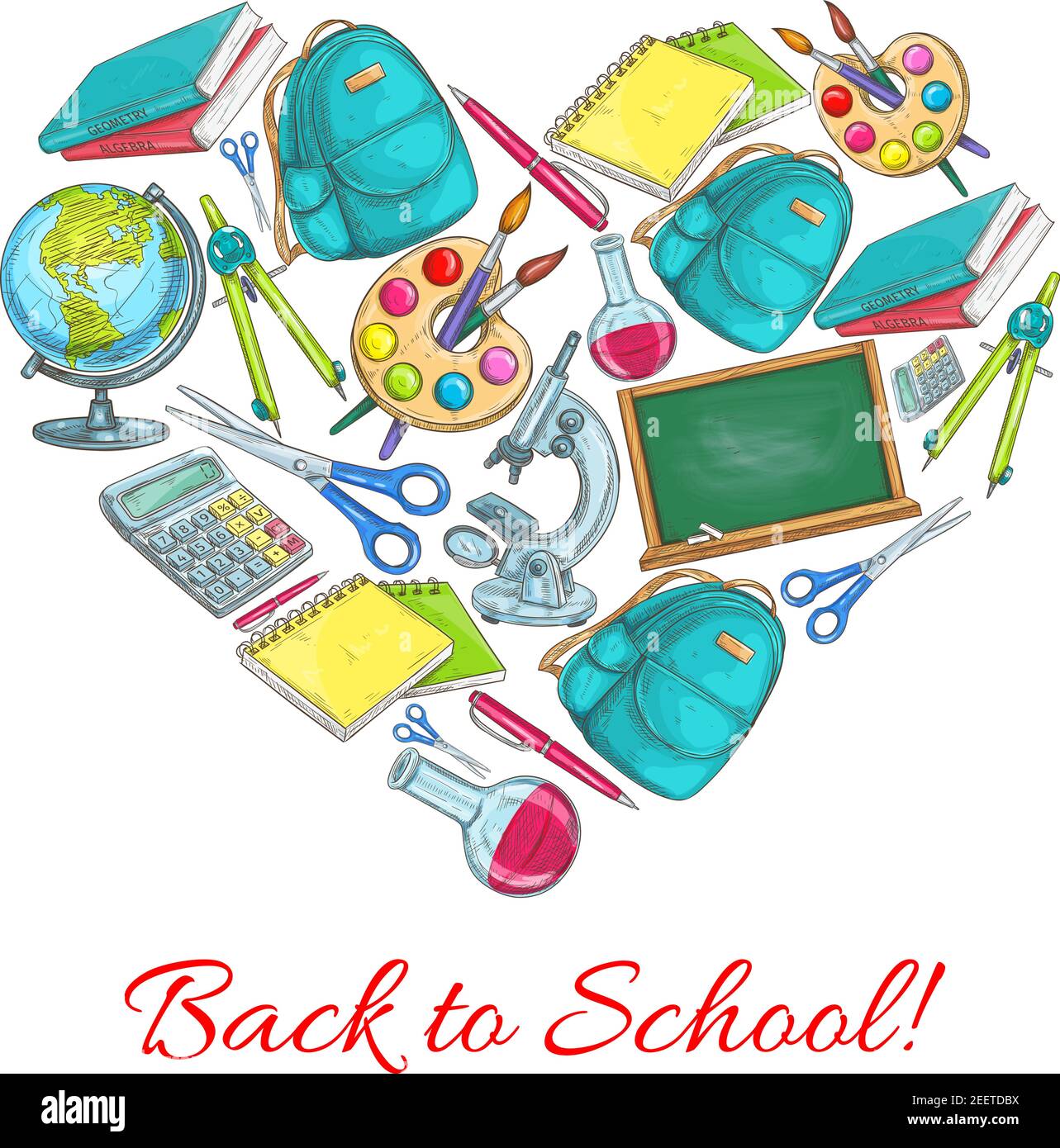 Back to School poster of supplies and school books or pencils ...
