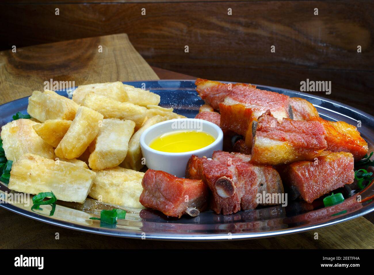 Fried cassava with pork Stock Photo - Alamy