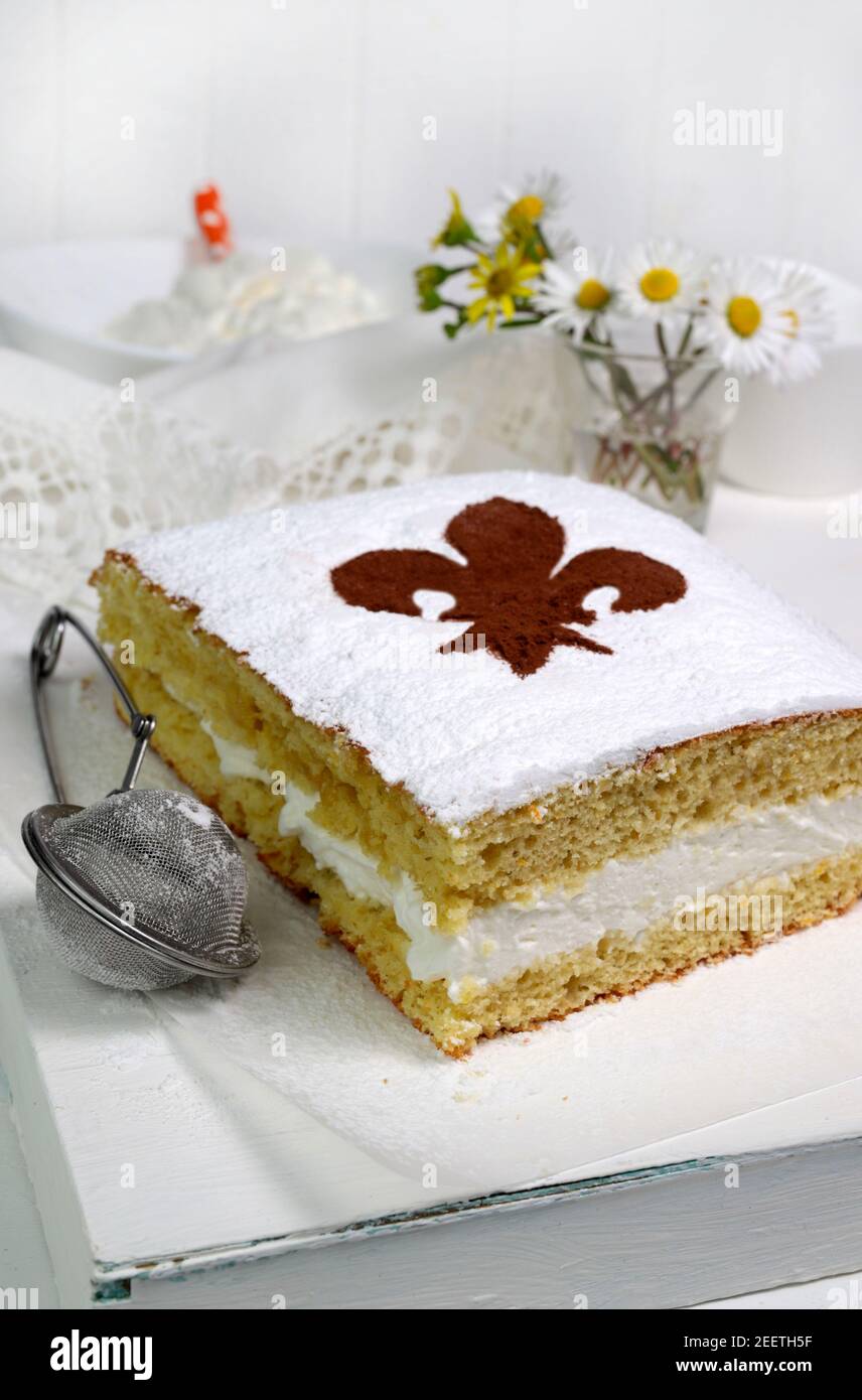 Closeup of schiacciata fiorentina, a carnival cake from Florence with ...