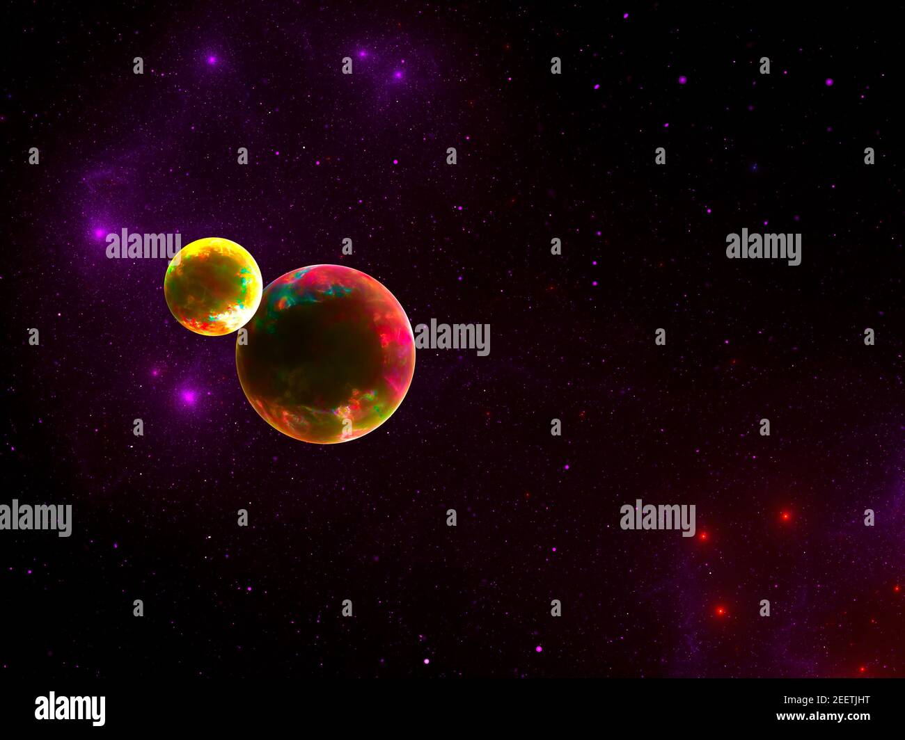 Planet and satellite - abstract space theme background Stock Photo - Alamy