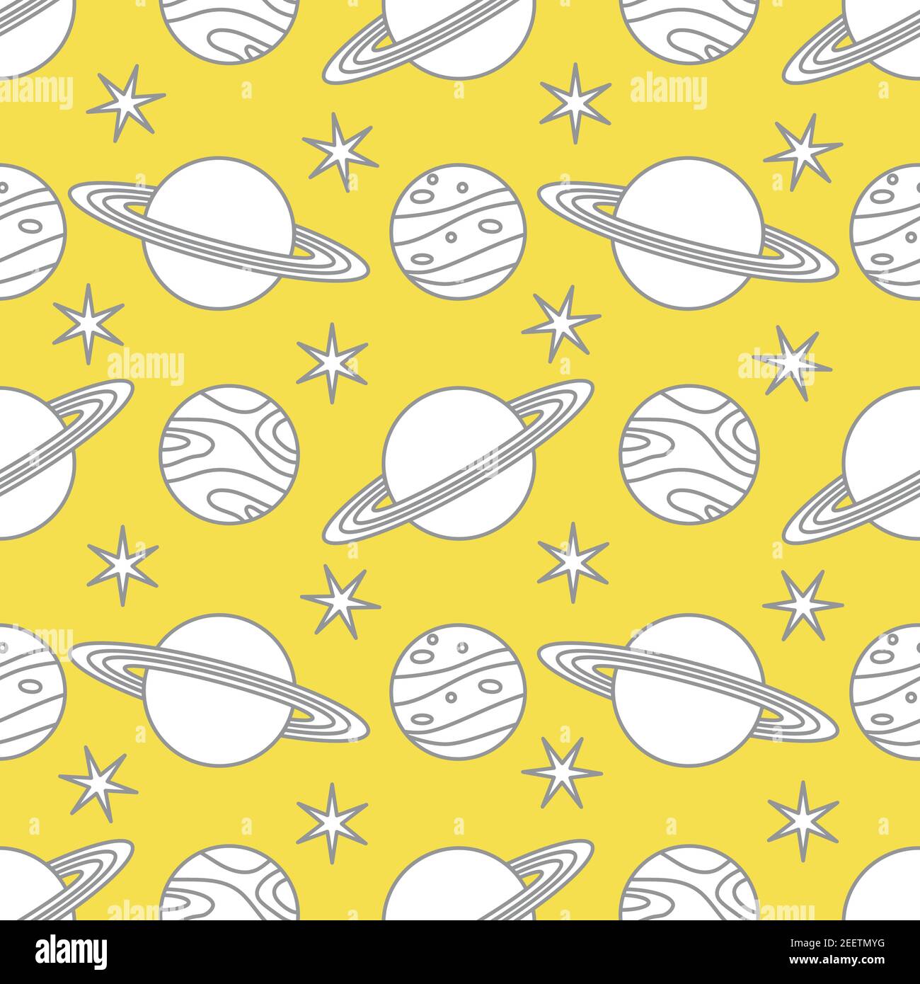 Seamless vector pattern with planets, Saturn, stars. Space exploration ...