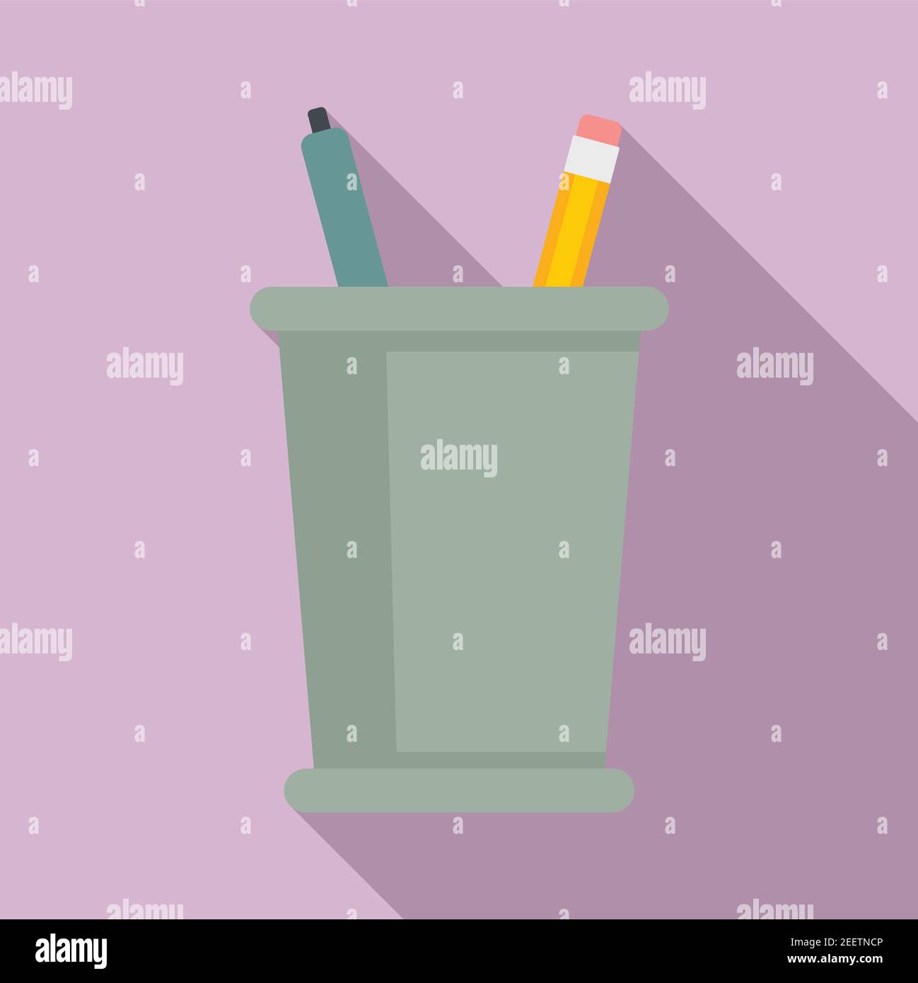 Office desk computer pens paper Stock Vector Images - Alamy
