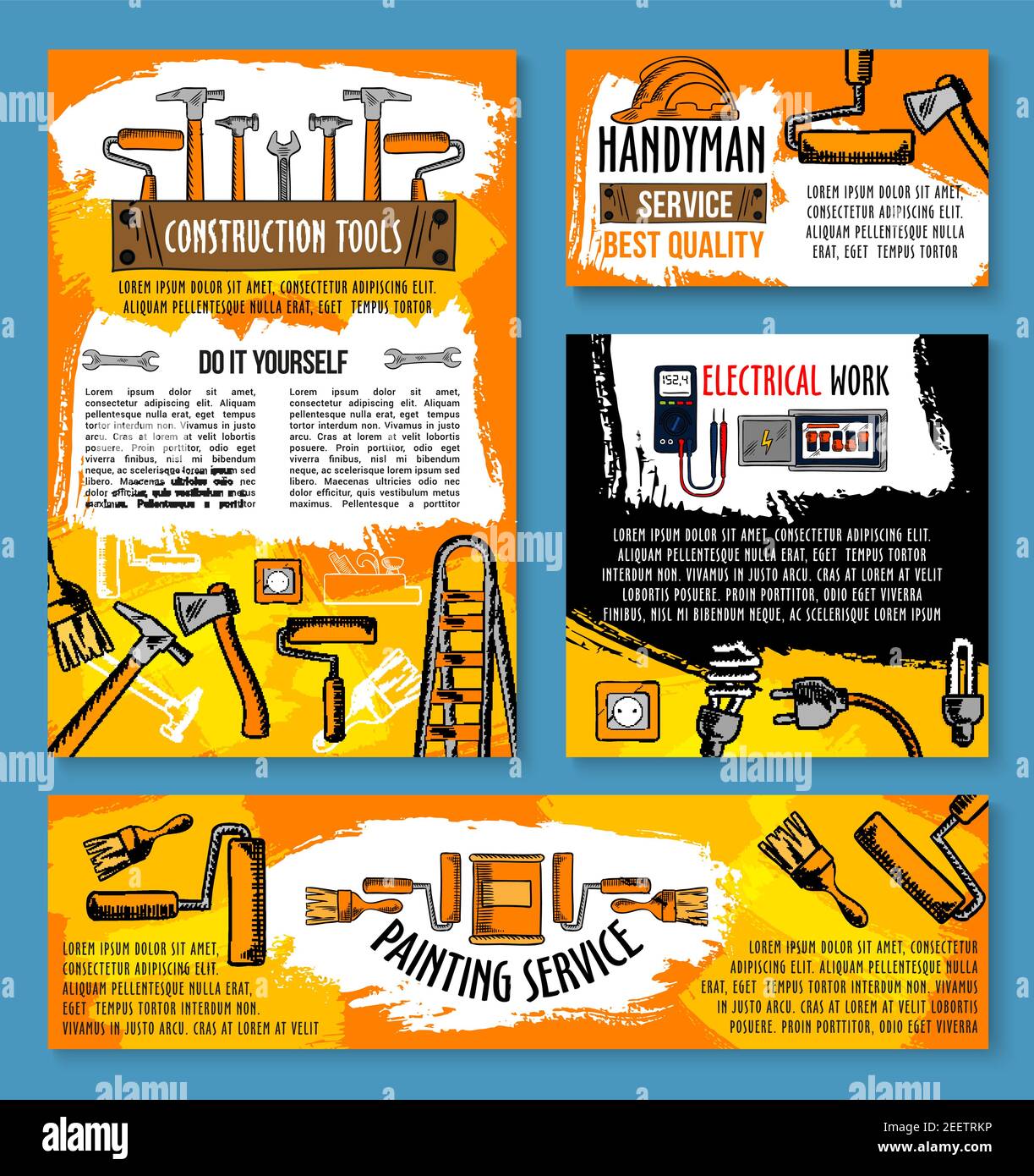 Home repair and home renovation poster template of handyman work tools ...