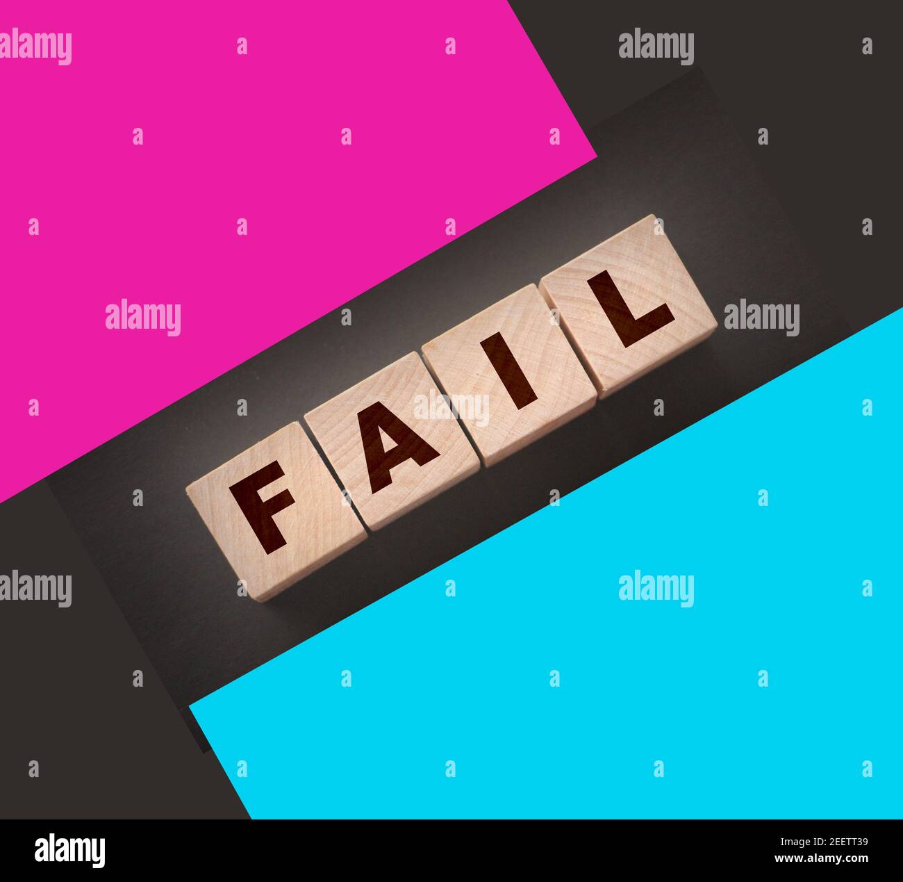 FAIL Word text Written In Wooden Cube blocks on black background ...