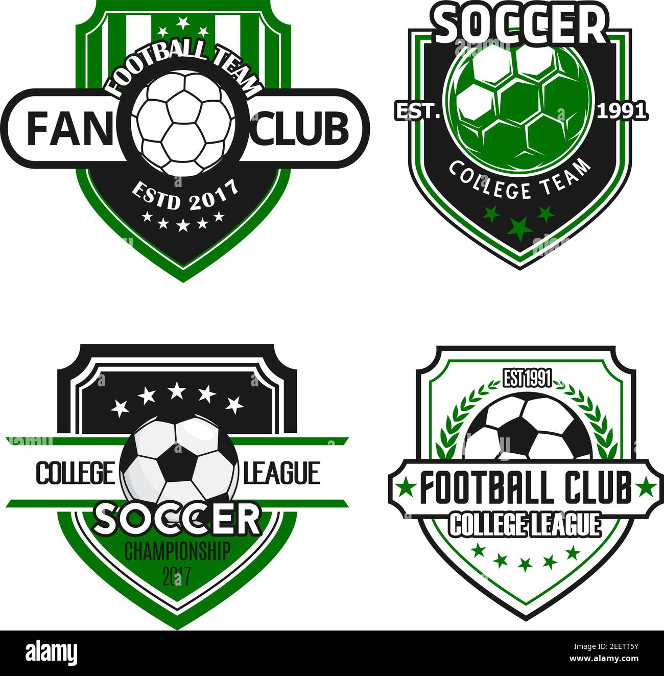 Soccer fan club or football sport game team heraldic icon templates ...