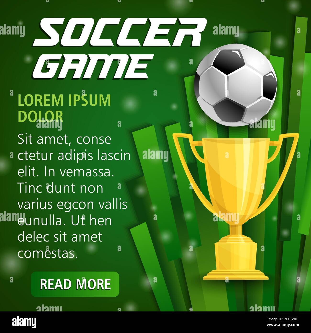 Soccer game cup poster for football sport championship or college team ...