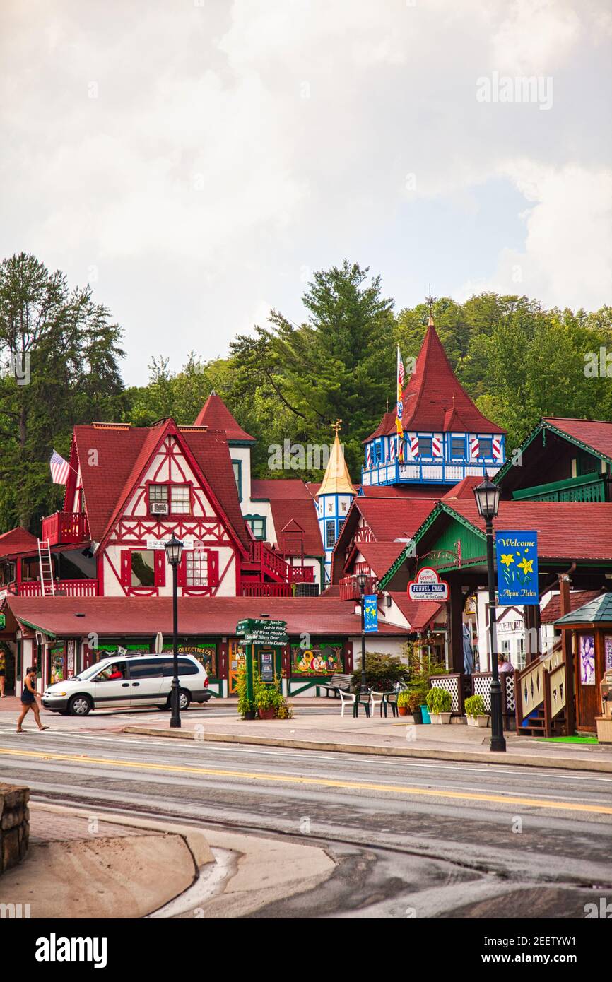 Helen downtown in Georgia USA during a summer afternoon Stock Photo - Alamy