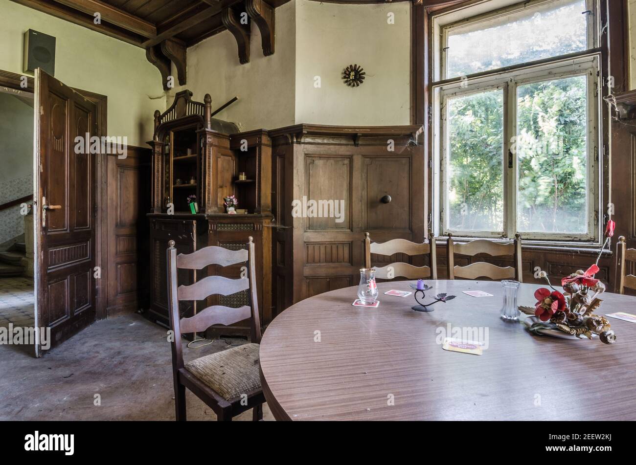 abandoned old restaurant with furniture Stock Photo - Alamy