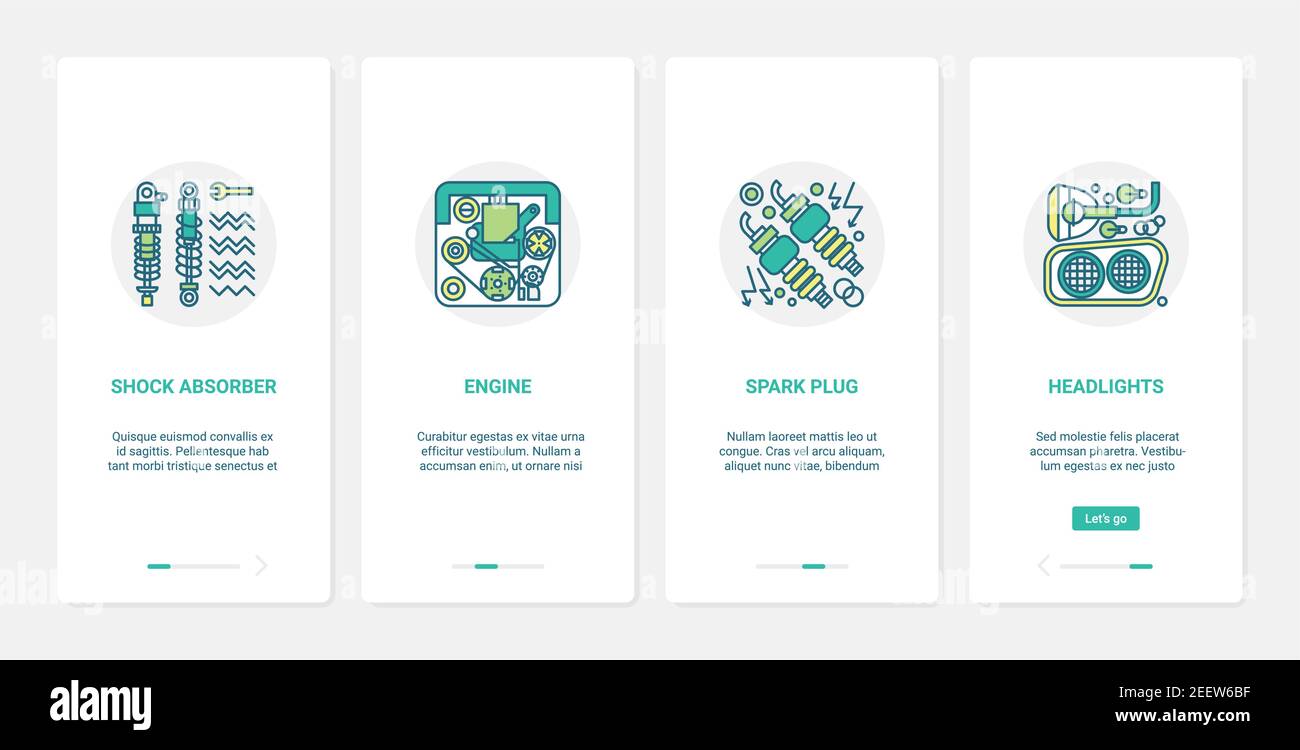 Car vehicle parts, repair service vector illustration. UX, UI ...