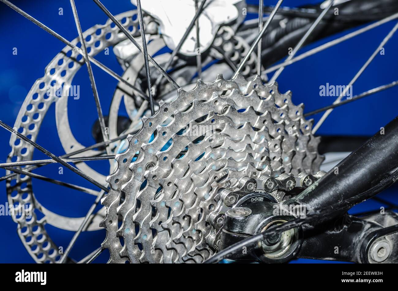gear wheel of mountain bike rear detail view Stock Photo - Alamy