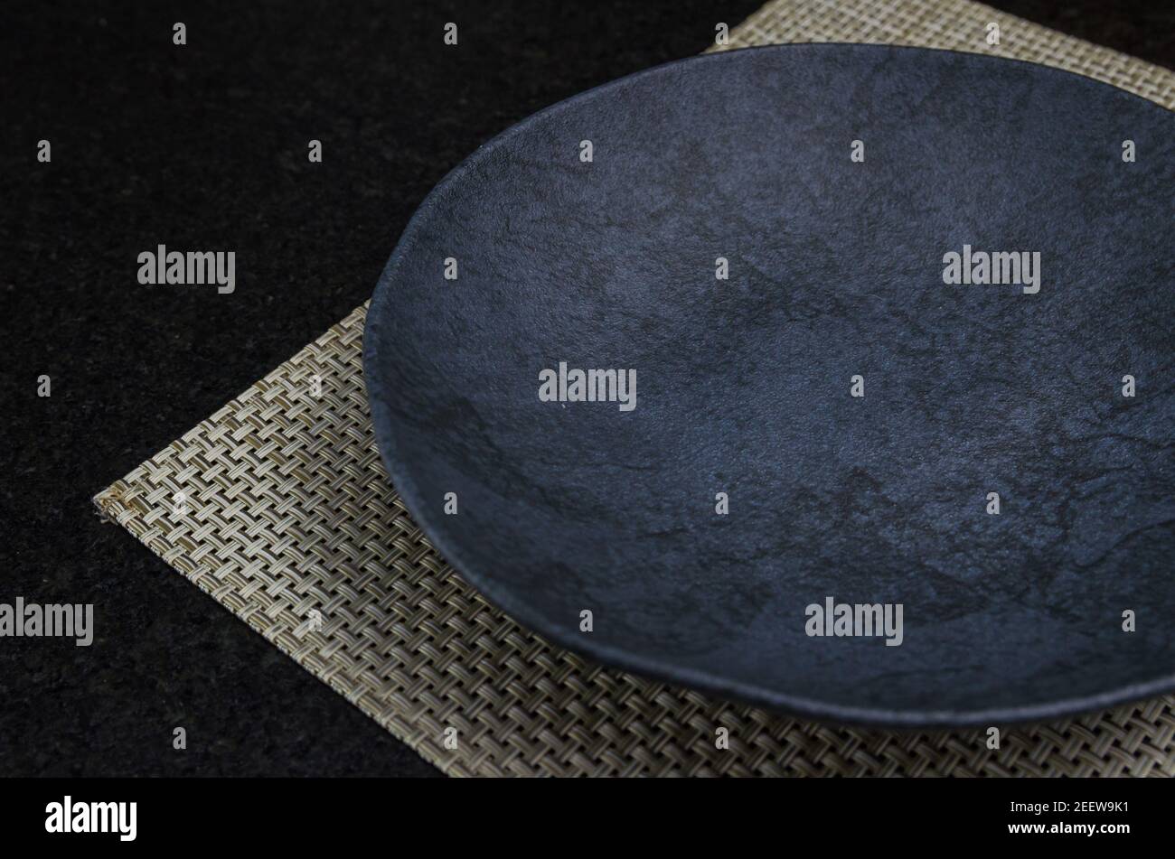 Beautiful empty black slate plate seen from above Stock Photo - Alamy