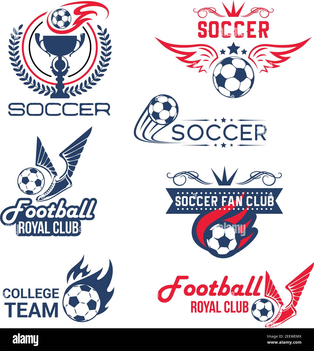 Soccer club or football tournament and championship icons set. Vector ...